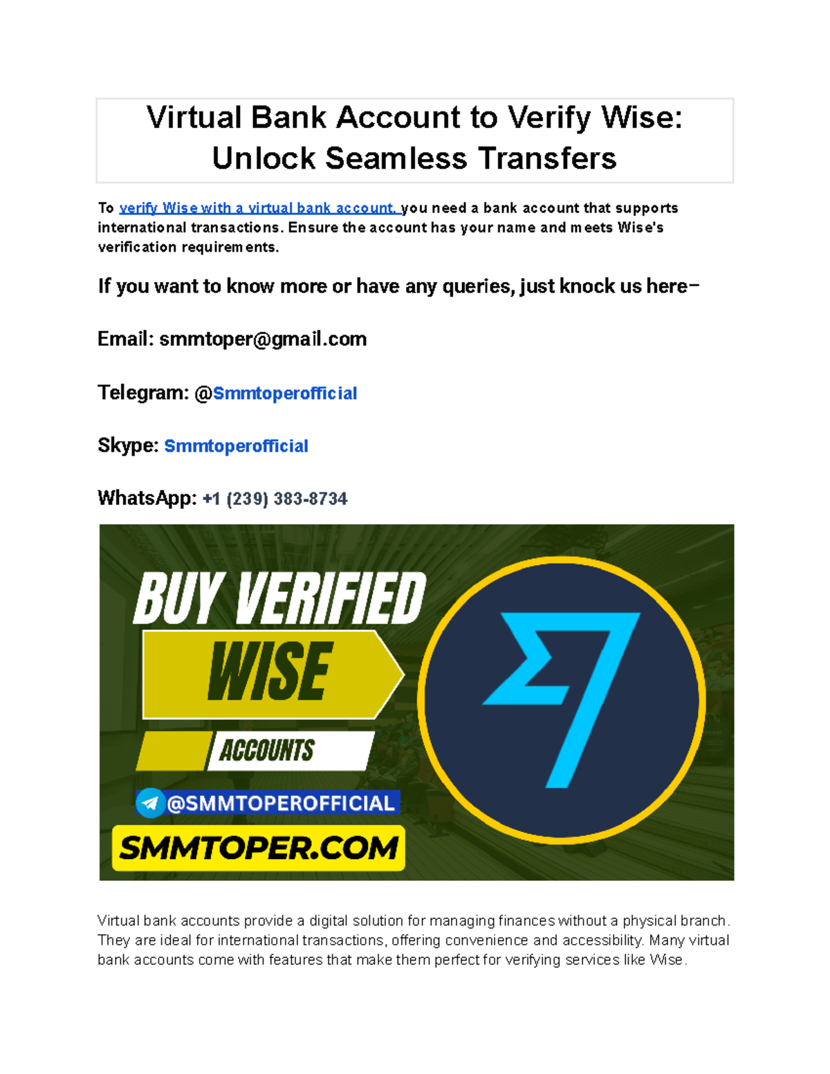 Virtual bank account to verify Wise - Virtual Bank Account to Verify Wise: Unlock Seamless ...