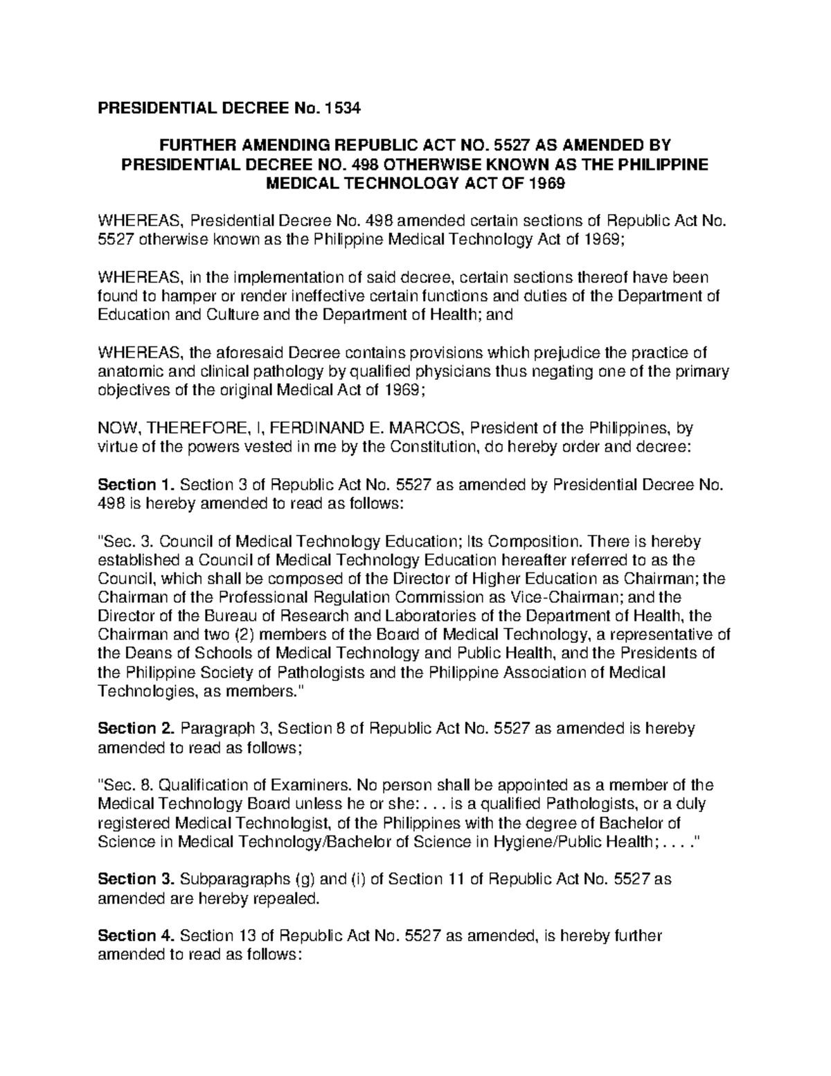 2.6 PD 1534 - mt laws - PRESIDENTIAL DECREE No. 1534 FURTHER AMENDING ...