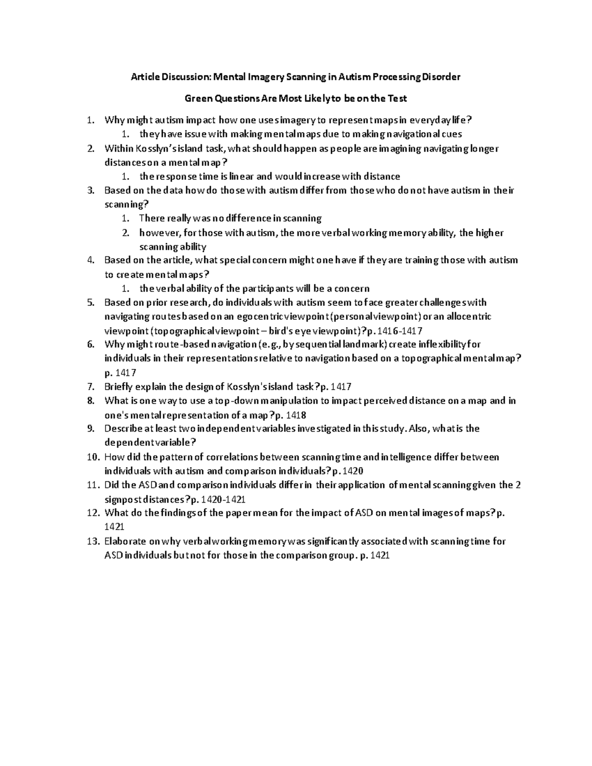 Mental Scanning Article Discussion - Article Discussion: Mental Imagery ...