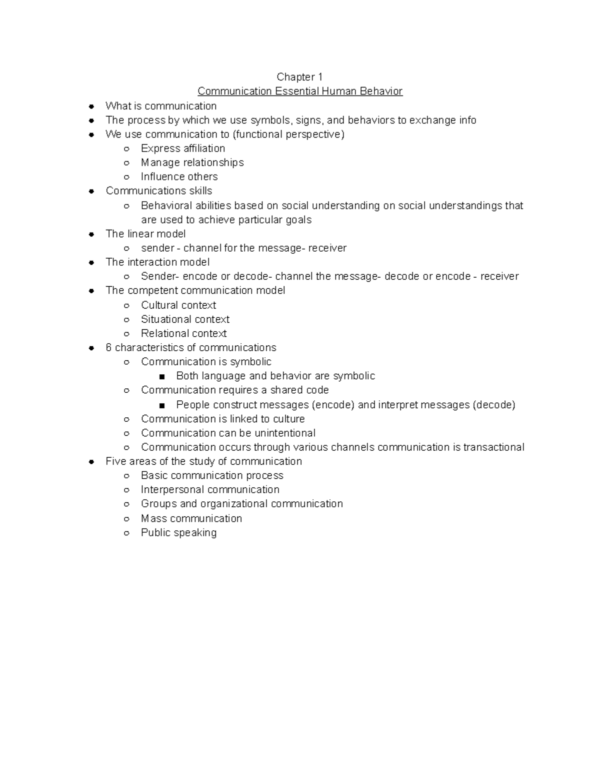 Com 100 Chapter 1 Lecture Notes And Weekly Quizzes Of Com 100 Chapter 1 Communication