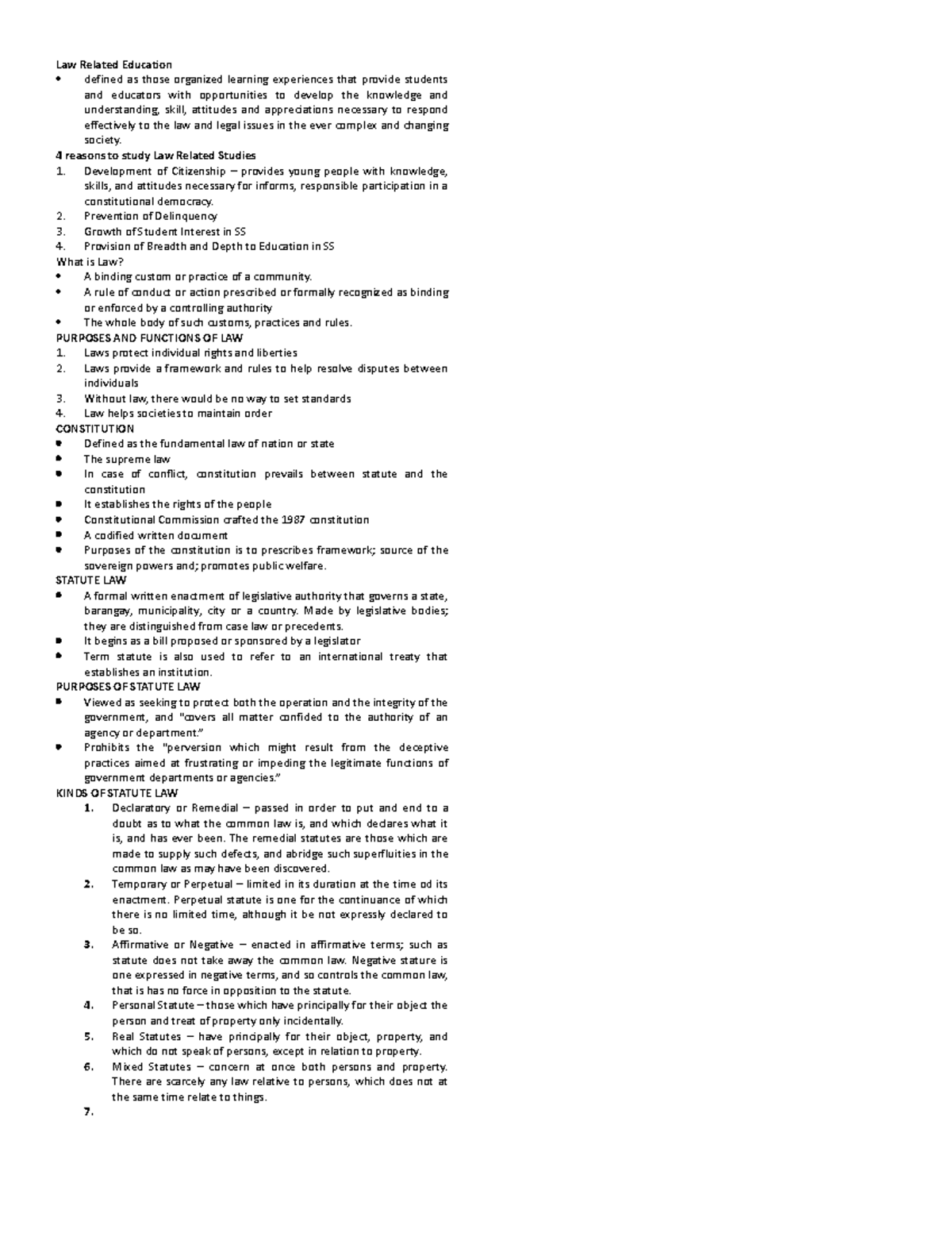 Law Related Reviewer - for law - Law Related Education defined as those ...