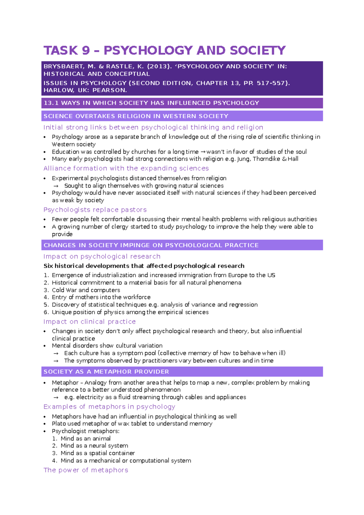 Task 9 – Psychology and society - TASK 9 – PSYCHOLOGY AND SOCIETY ...