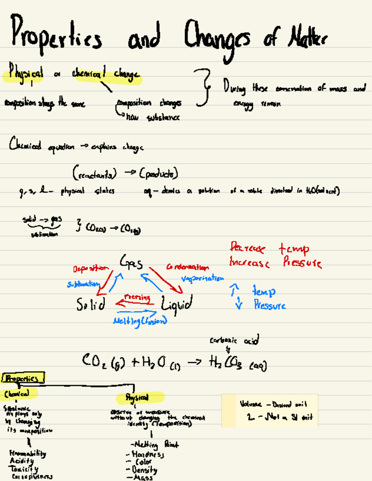 Chem Notes - Lecture Notes - Properties and Changes of Matter Physical ...