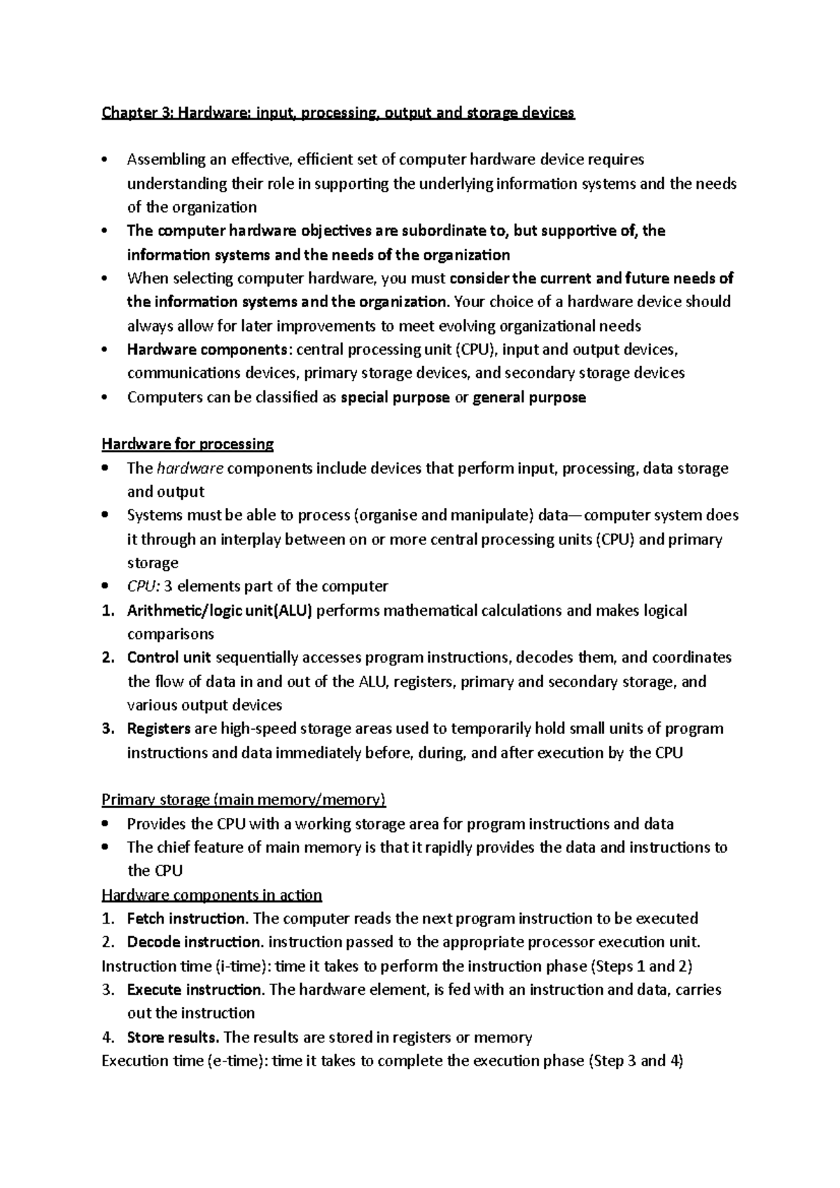 Chapter 3 - Chapter 3: Hardware: input, processing, output and storage ...