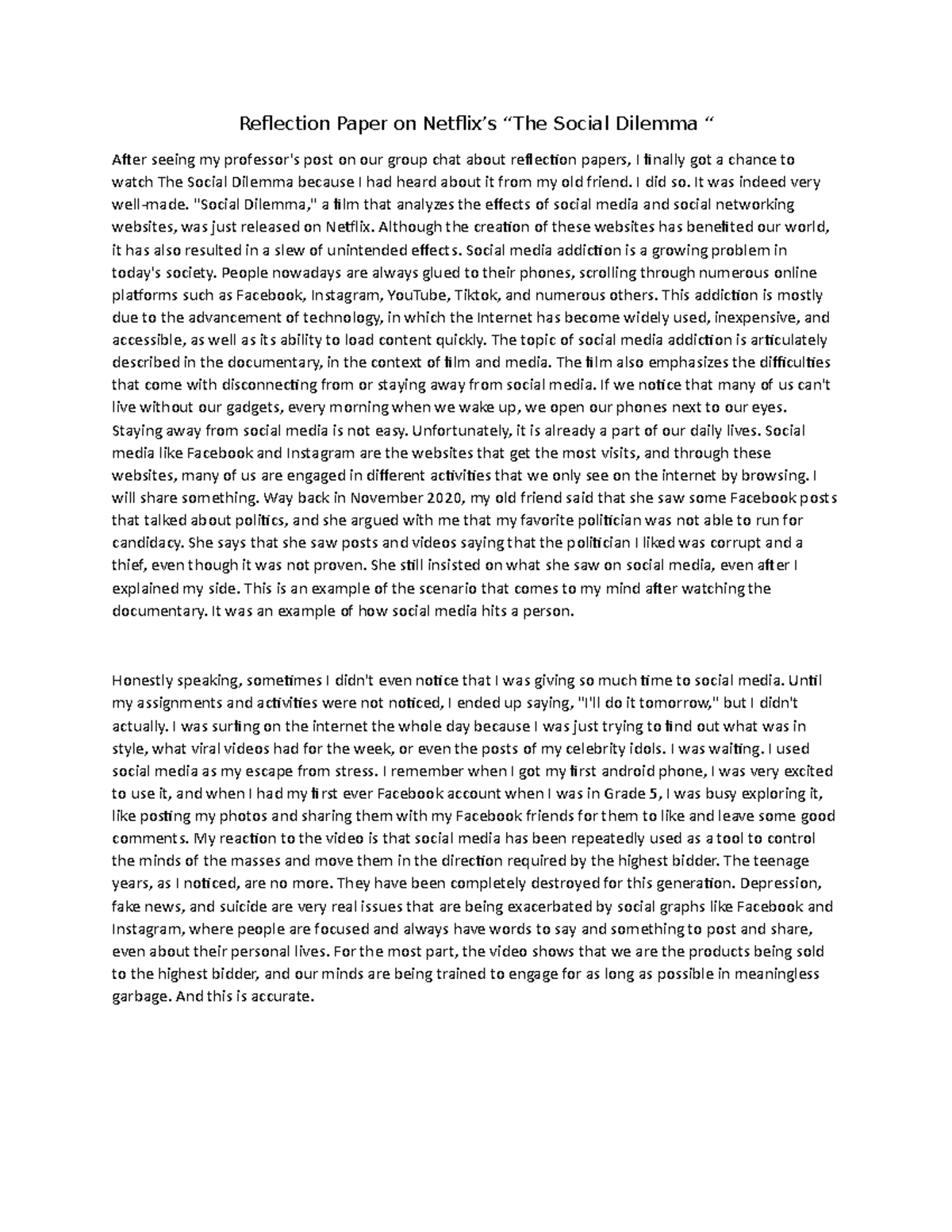 Ace-Bhriane-Molina - goods - Reflection Paper on Netflix’s “The Social ...