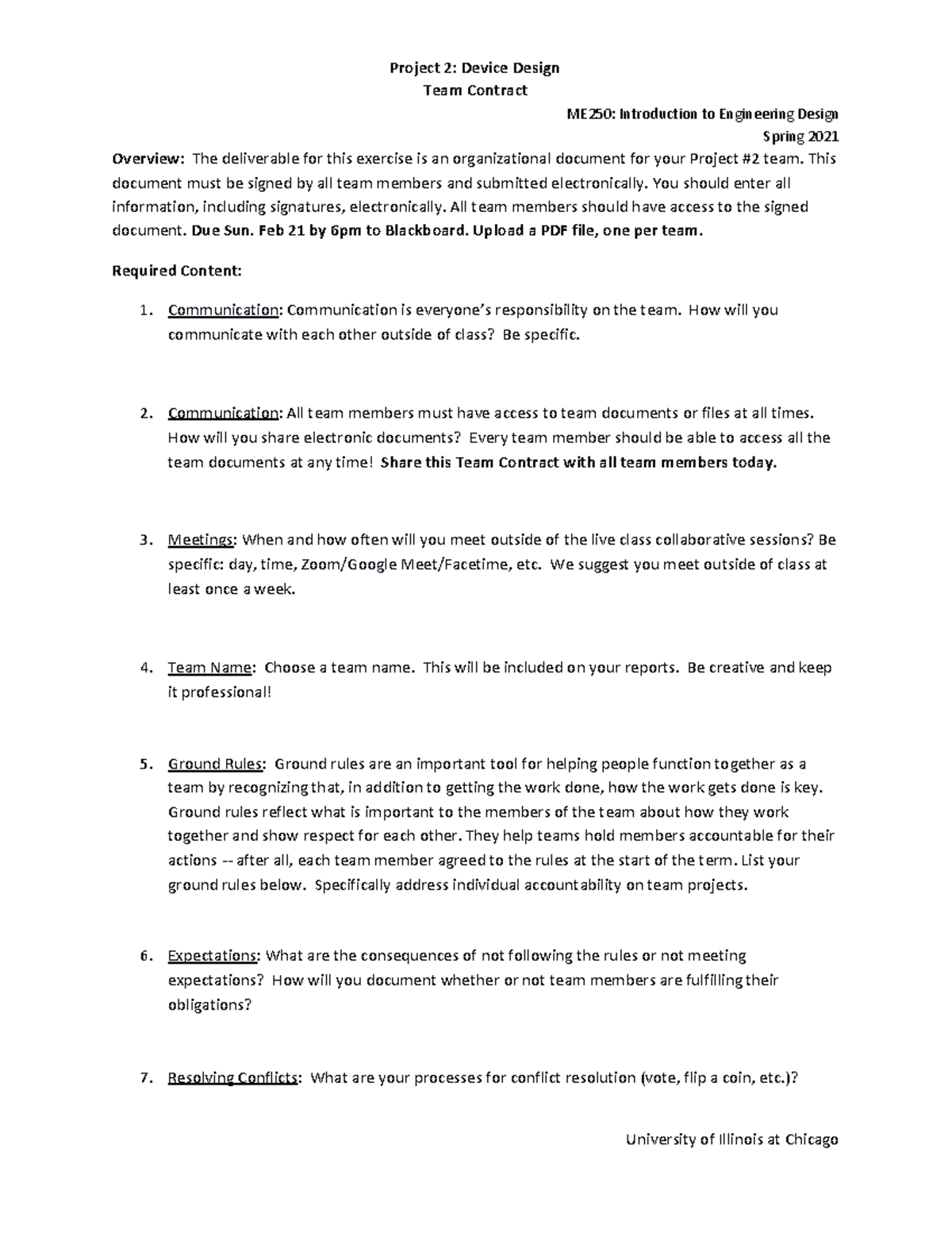 ME250 Team Contract Spring 21 - Project 2: Device Design Team Contract ...
