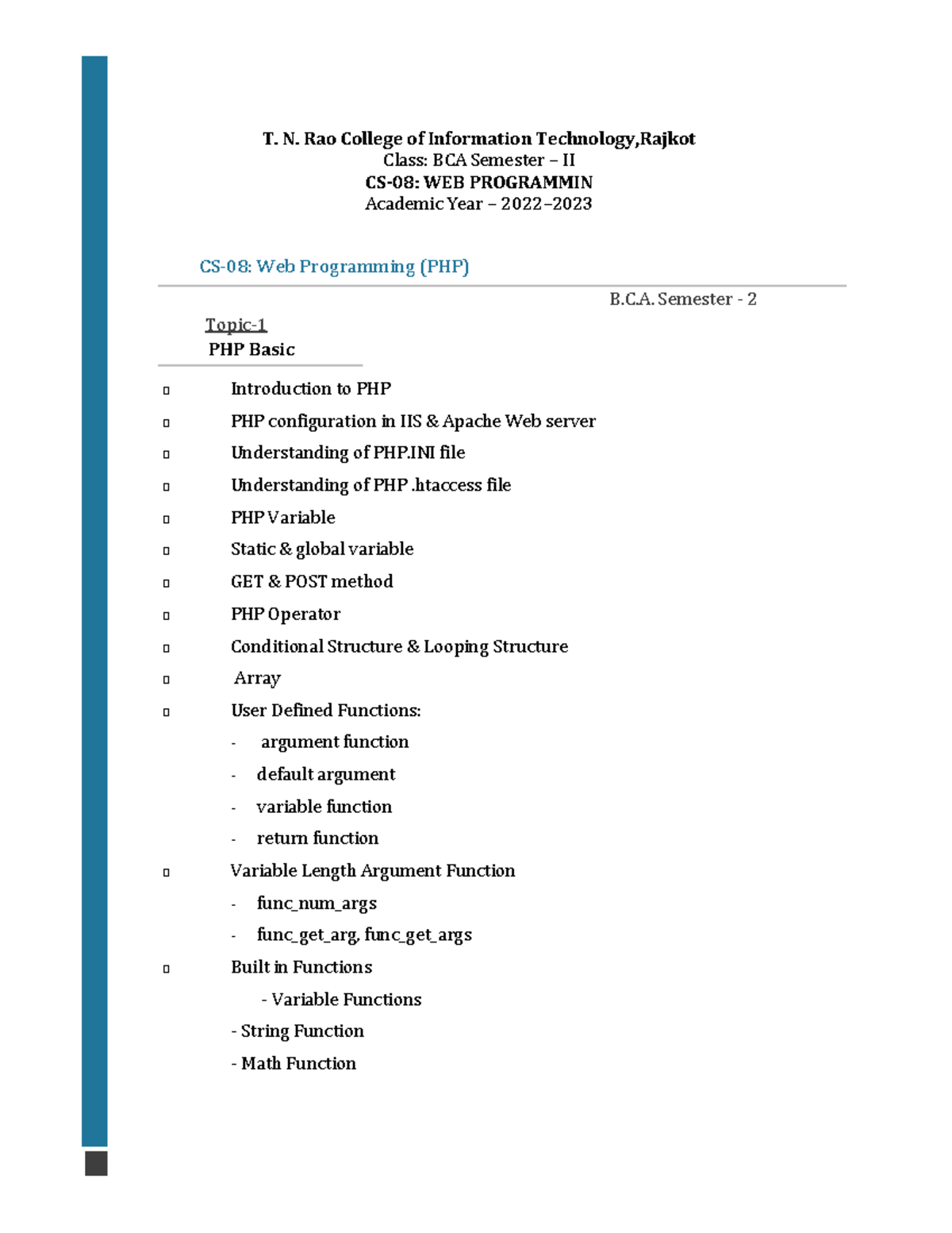 PHP Book - Asd - T. N. Rao College of Information Technology,Rajkot ...