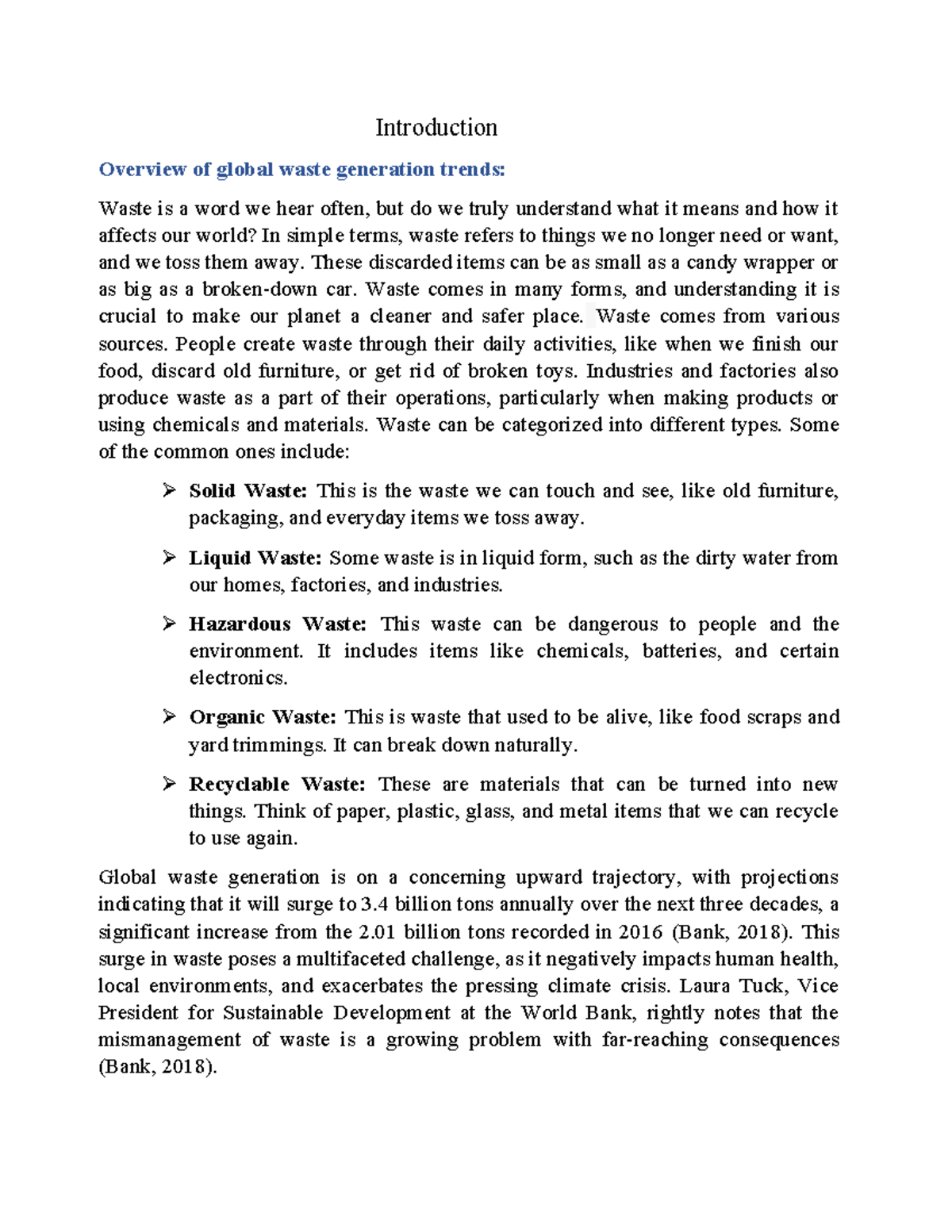 Technical-Process - Introduction Overview of global waste generation ...