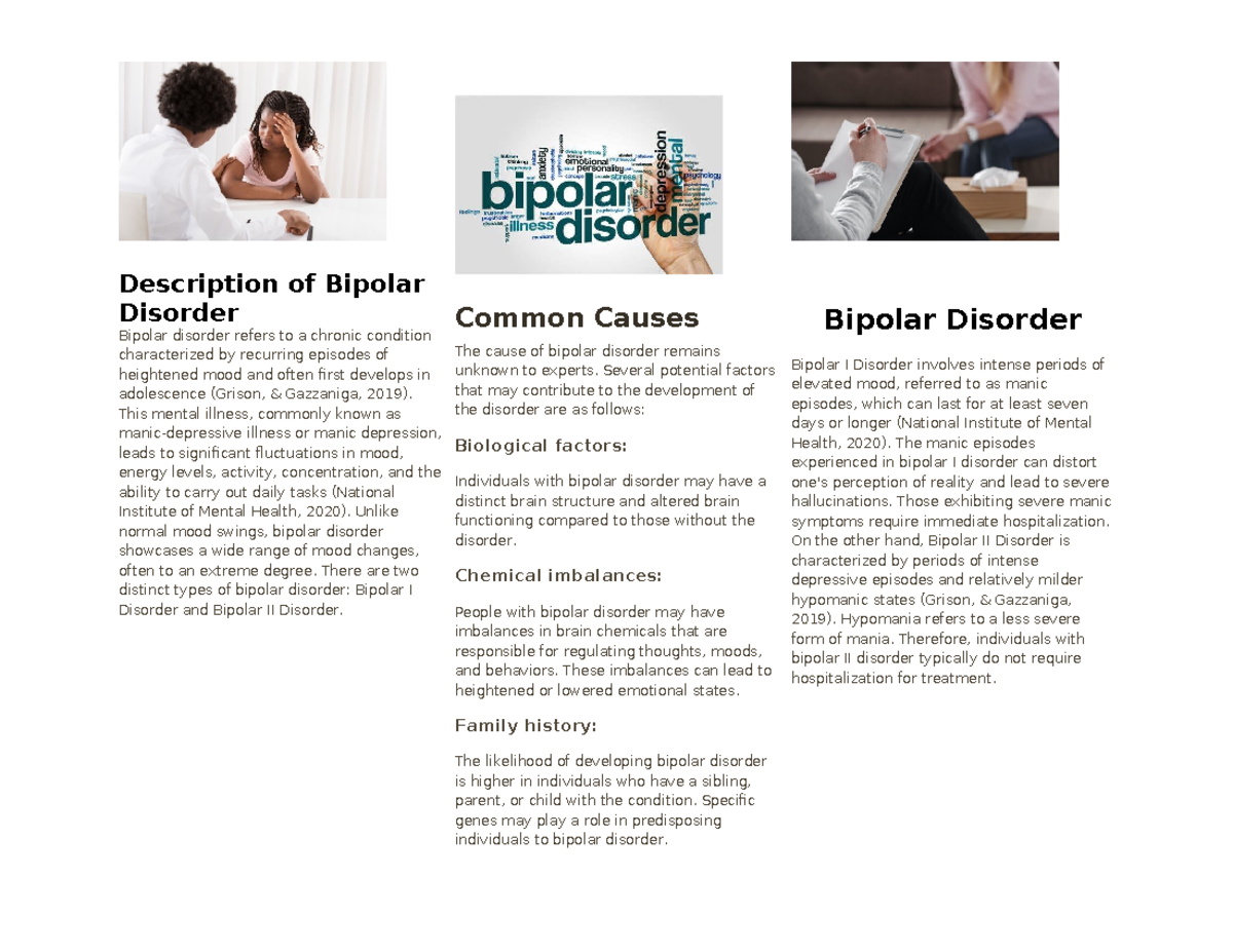 Kent Brochure 1 - Description of Bipolar Disorder Bipolar disorder ...