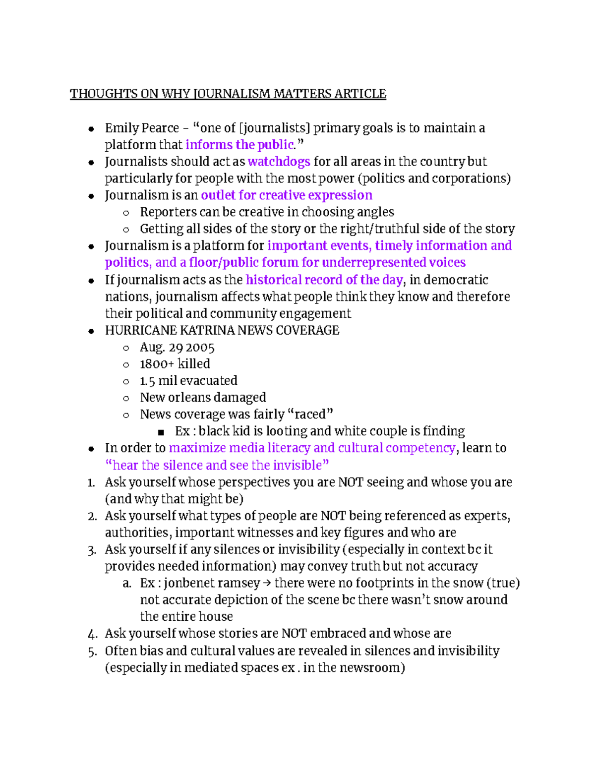 Why journalism matters Media of Diverse Populations - THOUGHTS ON WHY ...