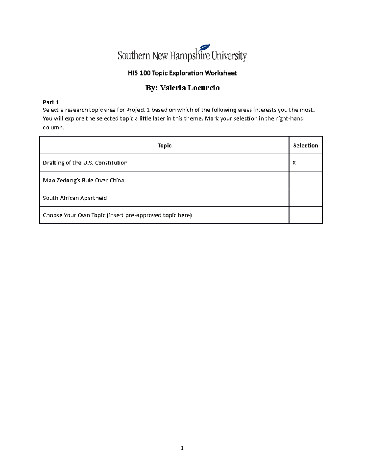 2-3 Project 1- Topic Exploration Worksheet Submission - HIS 100 Topic ...
