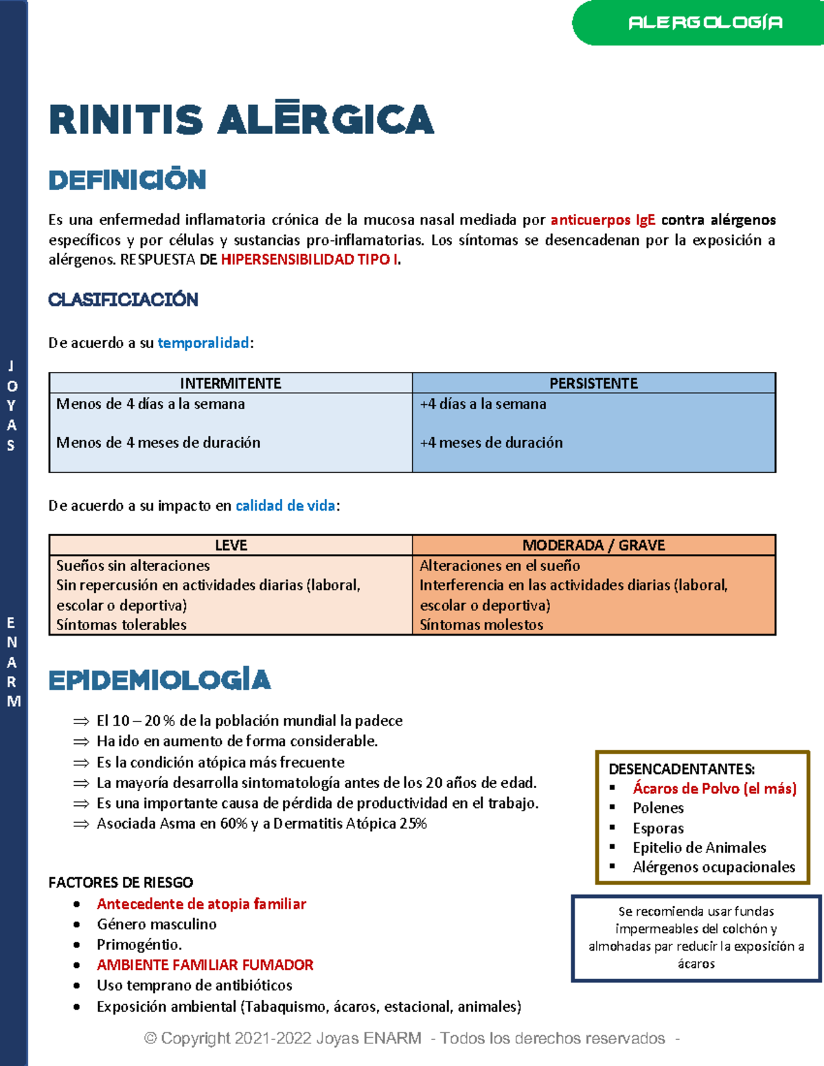 2. Rinitis Alérgica - resumen descriptivo de alergologia para el ENARM ...