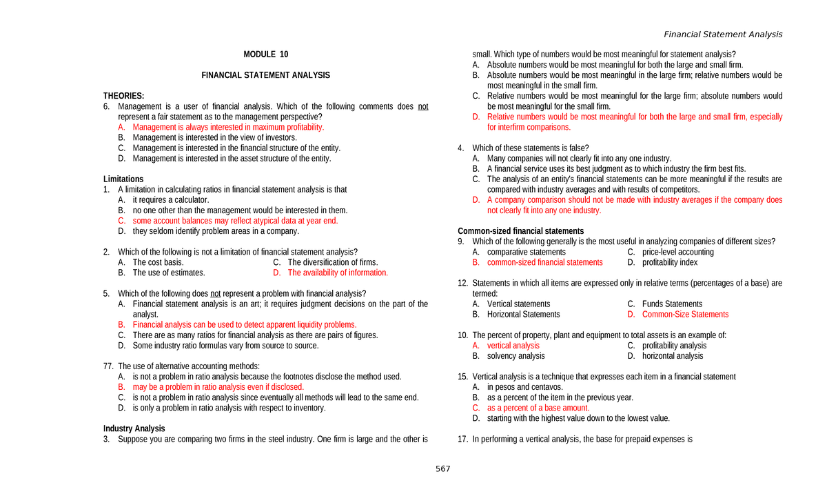 12 x10 Financial Statement Analysis - MODULE 10 FINANCIAL STATEMENT ...
