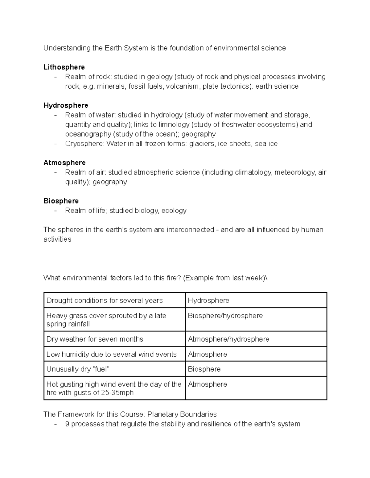 EVSC - Lecture Notes - Understanding the Earth System is the foundation ...