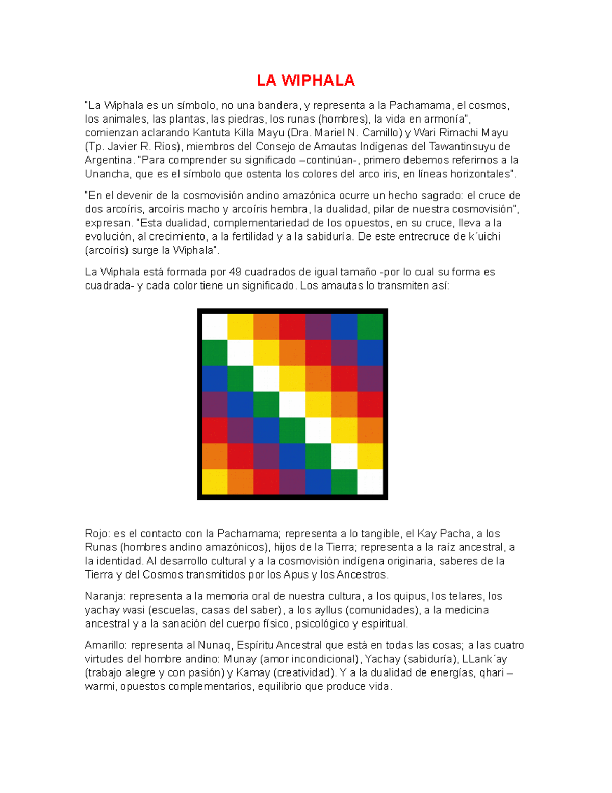 LA Wiphala 2 - nosw - LA WIPHALA “La Wiphala es un símbolo, no una ...