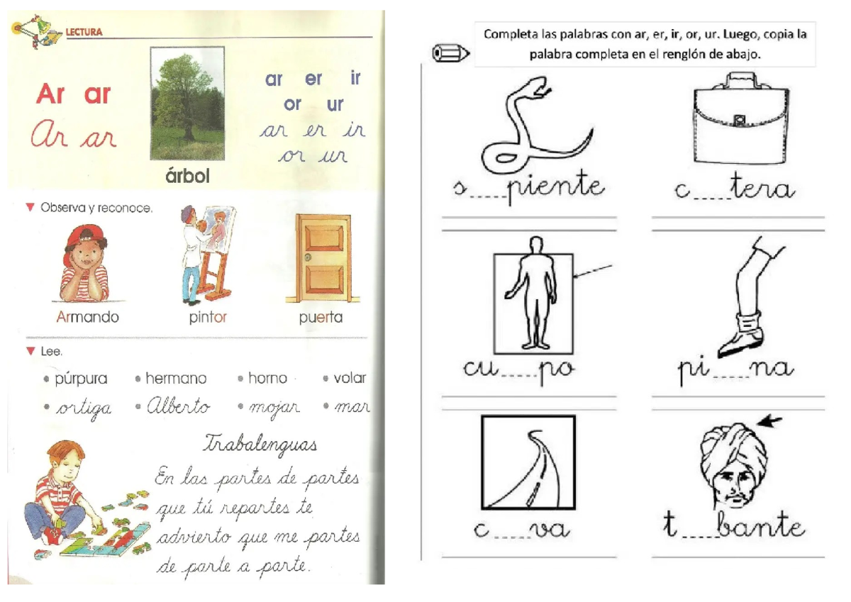 Ar ,er,ir,or,ur - practica - LECTURA Completa las palabras con ar, er ...