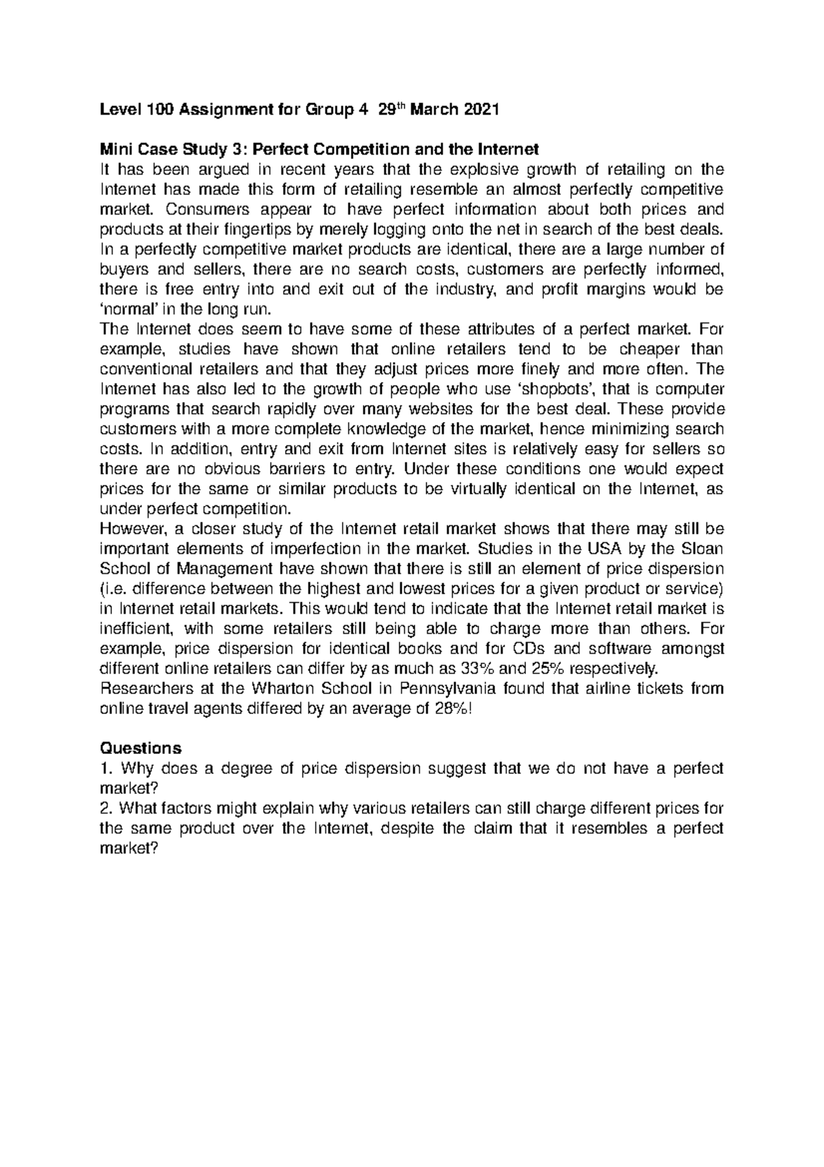 Level 100 Assignment for Group 4 29th March 2021 - Level 100 Assignment ...