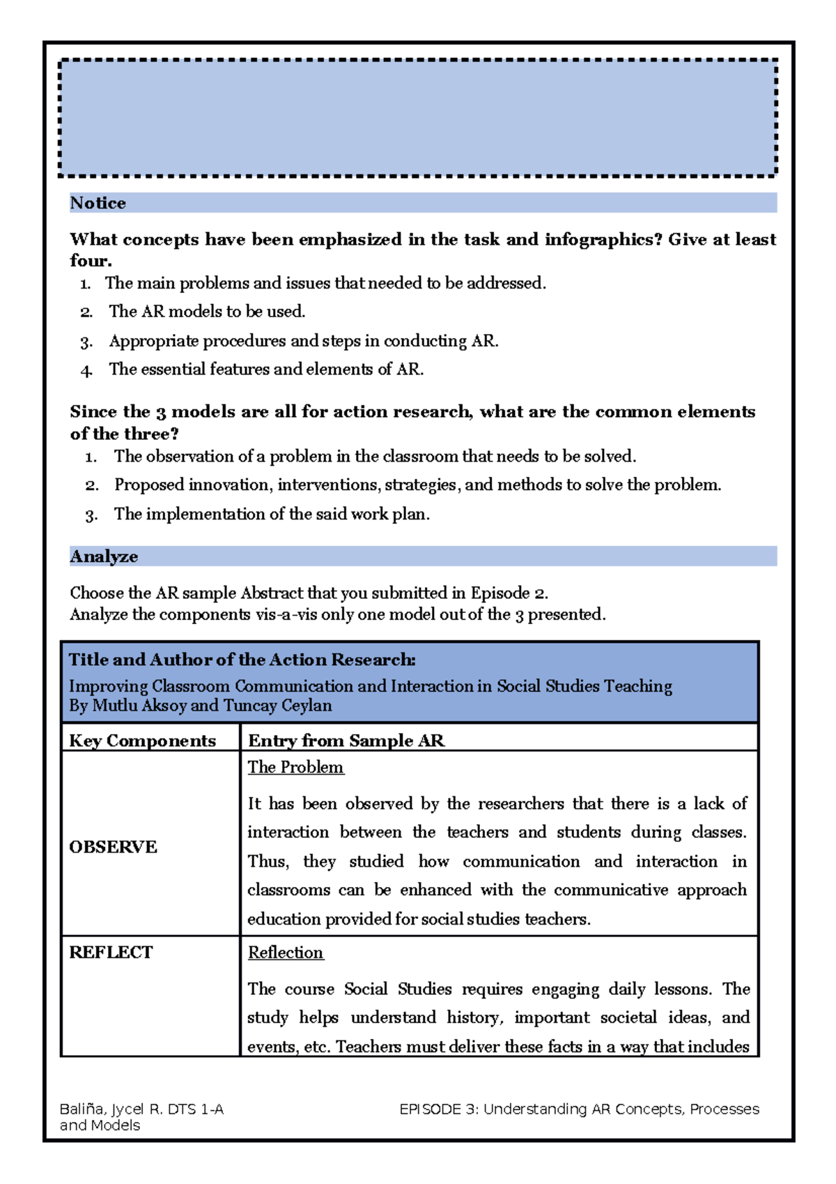 Ep - Understanding AR Concepts, Processes and Models - Notice What concepts have been emphasized ...
