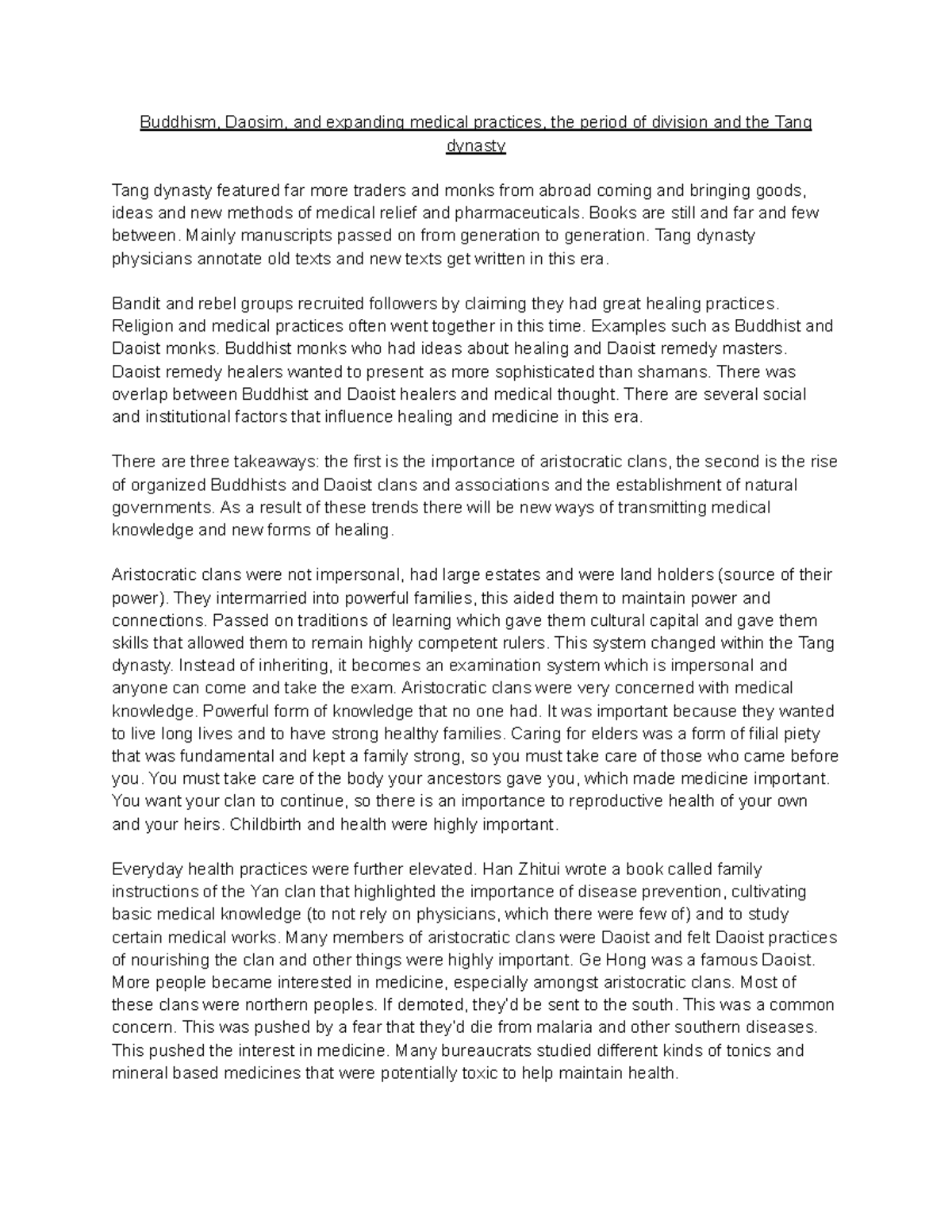 Buddhism, Daosim, and expanding medical practices, the period of ...