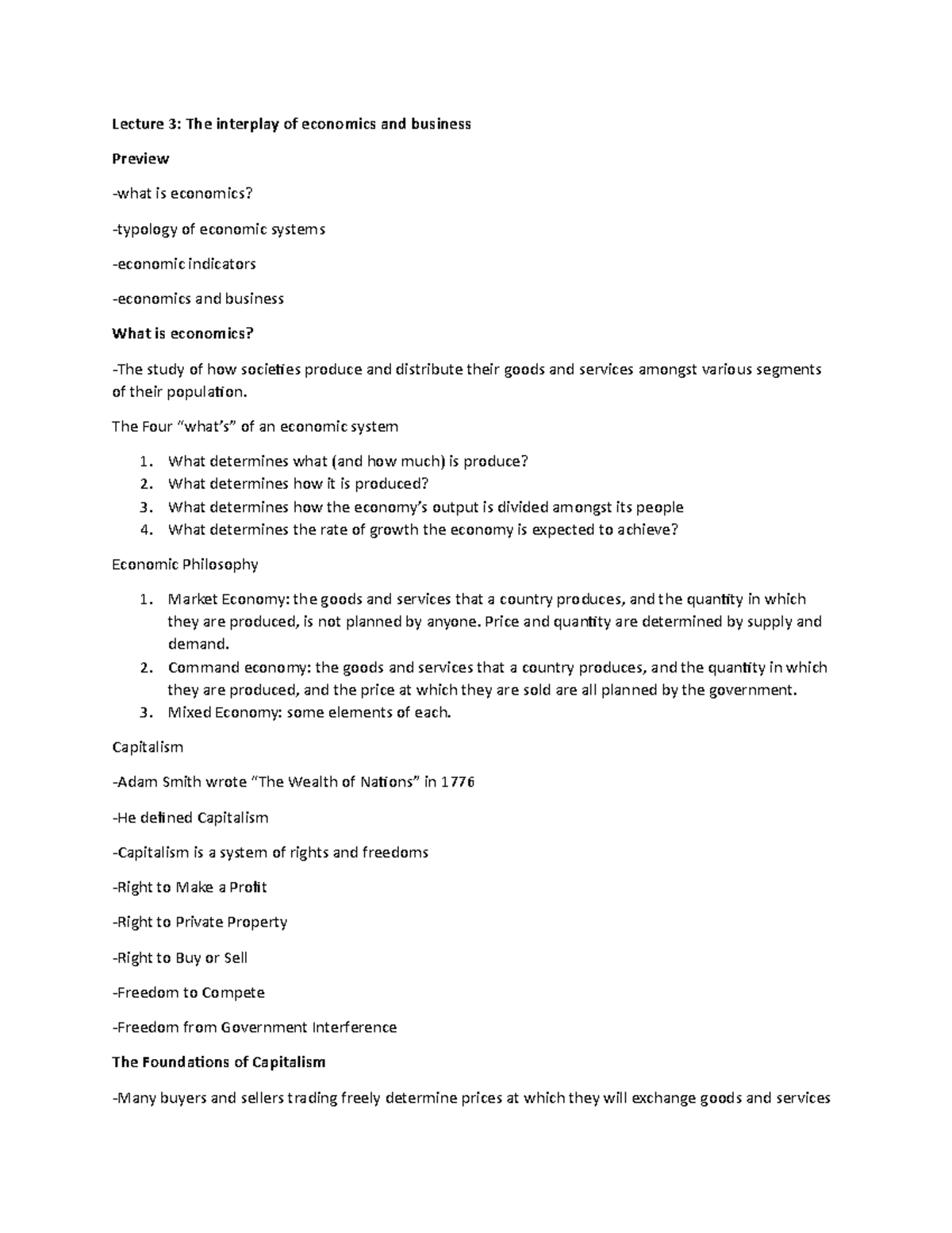 Lecture 3 the interplay of economics and business - Lecture 3: The interplay of economics and ...