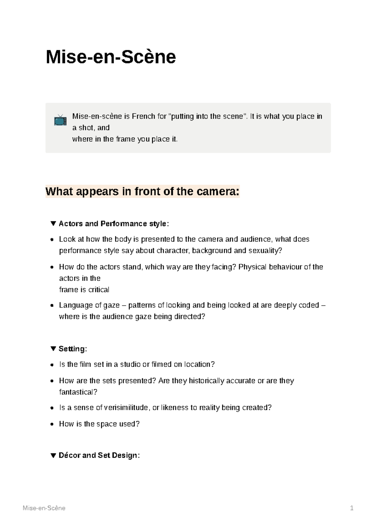 Mise-en-Scene - Mise-en-Scene - Mise-en-Scène 1 Mise-en-Scène è Mise-en ...