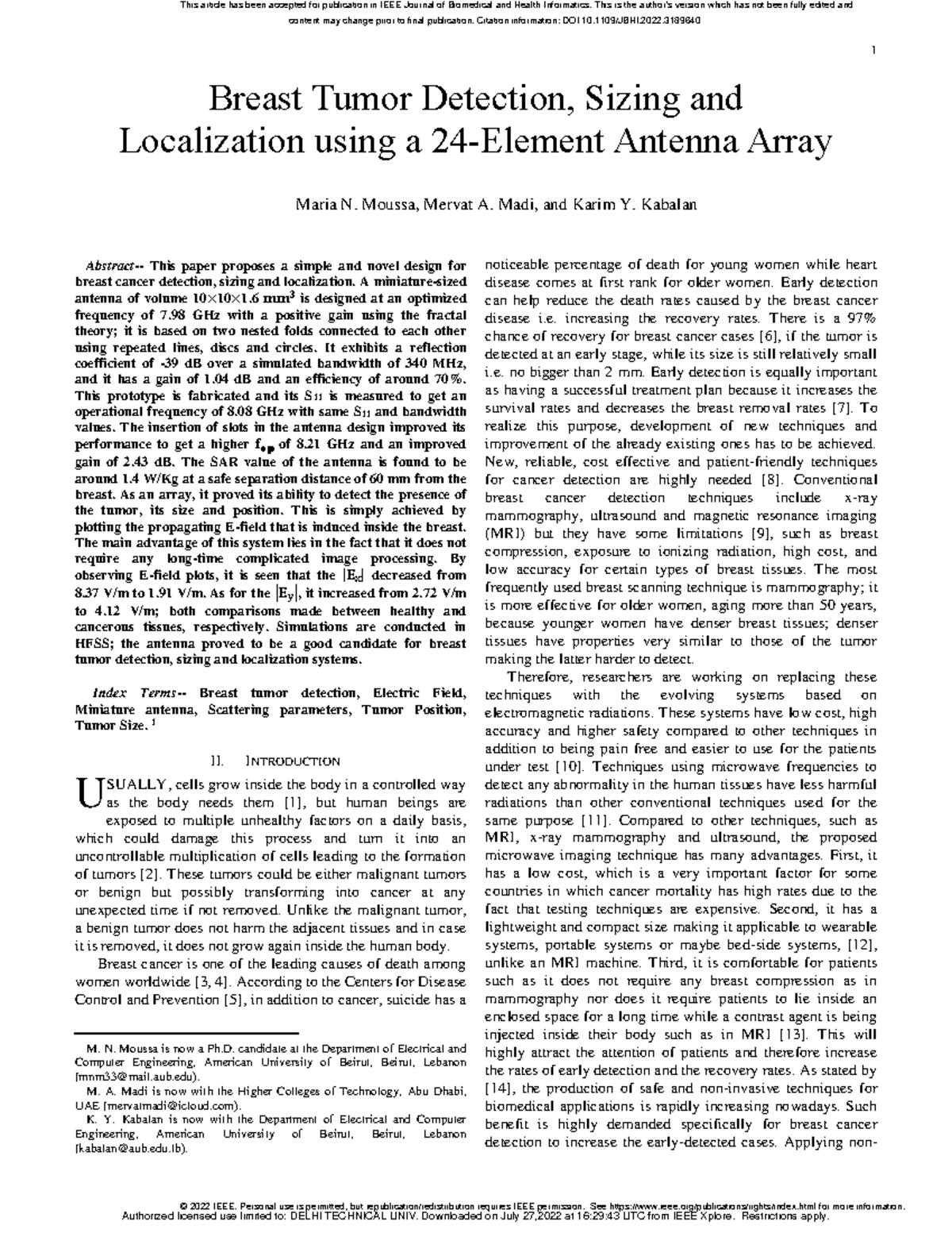 2022 Breast Tumor Detection Sizing and Localization using a 24-Element ...