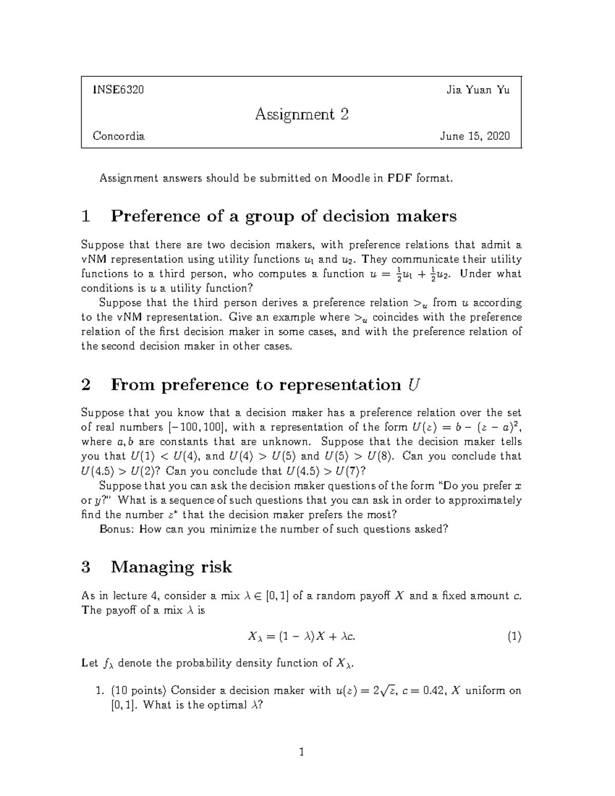 Assignment 2 - INSE6320 Jia Yuan Yu Assignment 2 Concordia June 15 ...