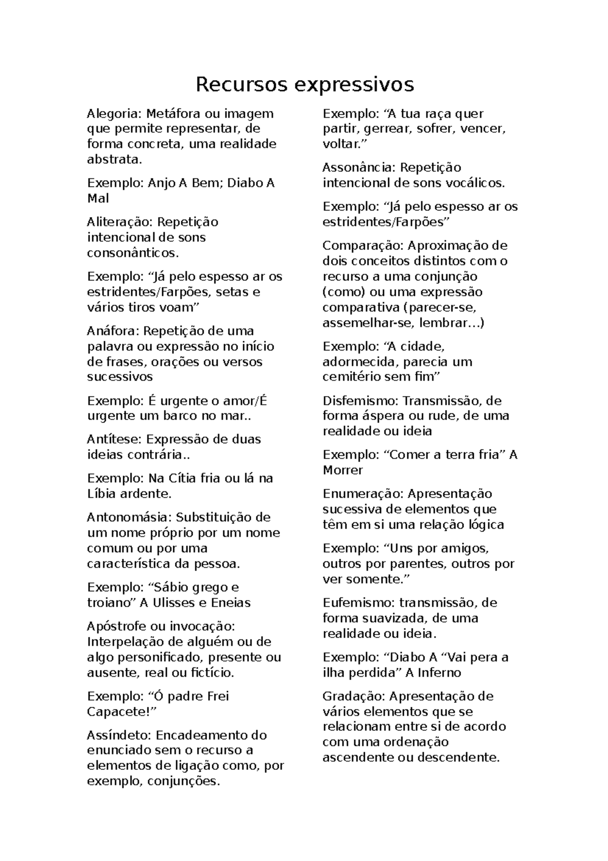 Recursos expressivos - Recursos expressivos Alegoria: Metáfora ou ...
