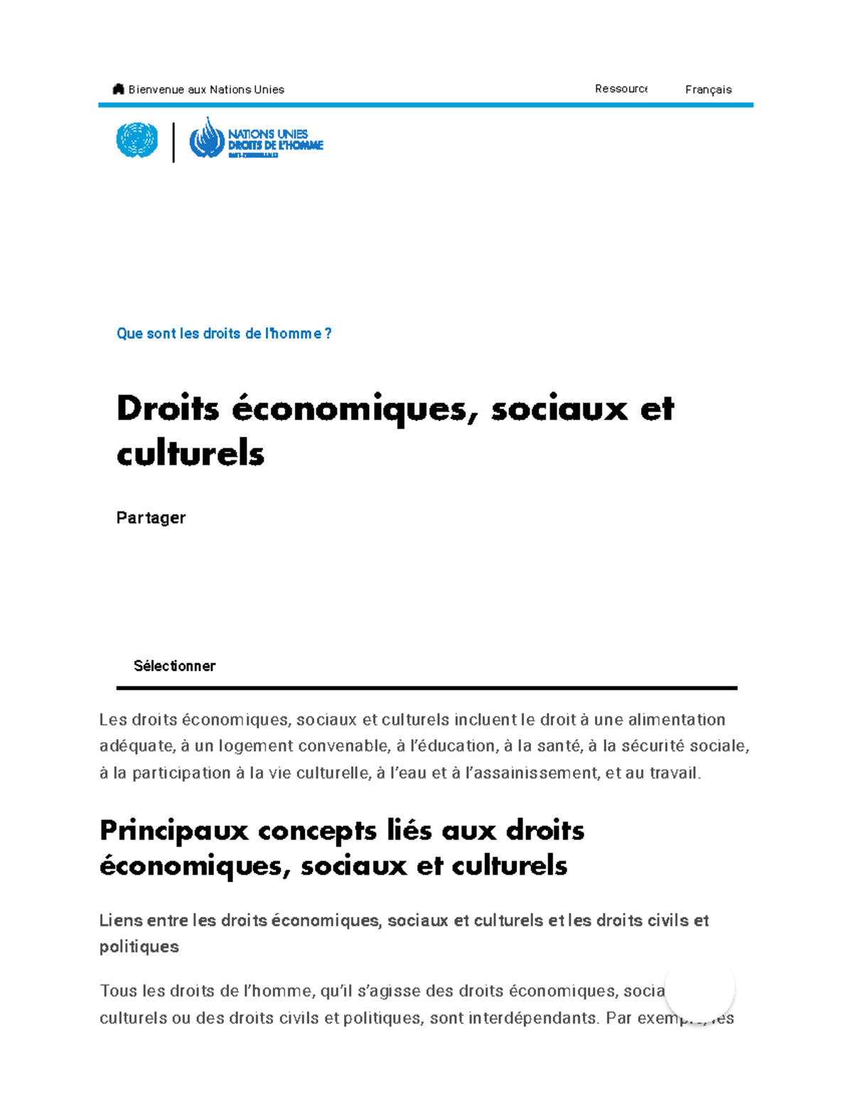 Droits économiques, sociaux et culturels Ohchr - Bienvenue aux Nations Unies Les droits ...