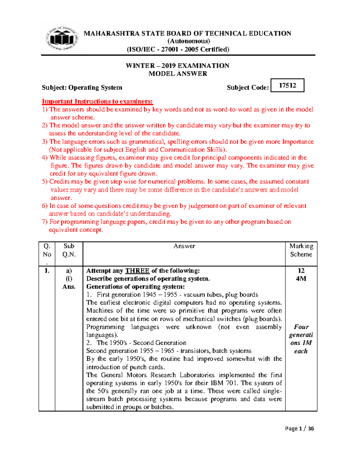 17512 2019 Winter osy - Model ANSWER paper - (Autonomous) (ISO/IEC ...