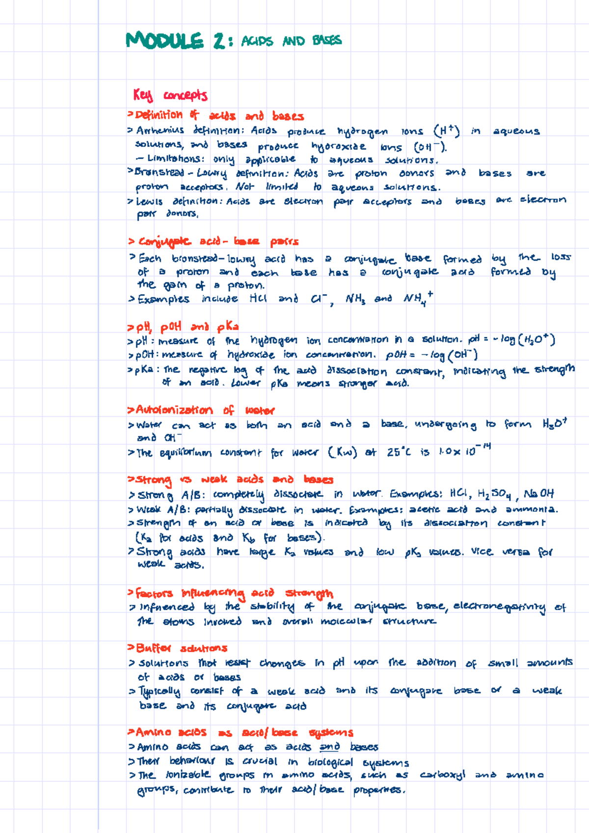 CHEM1200 Notes EOS relevant modules - MODULE 2 : ACIDS AND BASES key ...