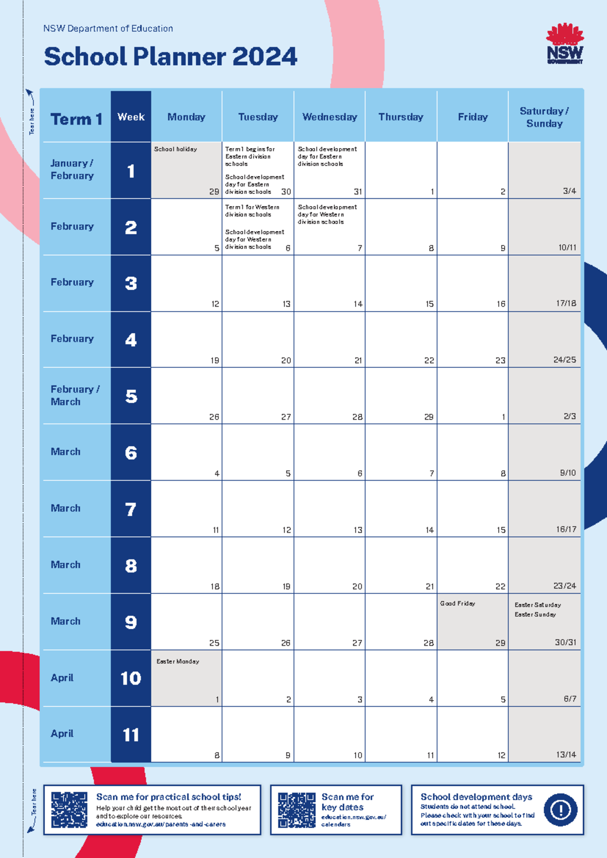 School Planner 2024 A4 - n/a - Term 1 Week Monday Tuesday Wednesday ...