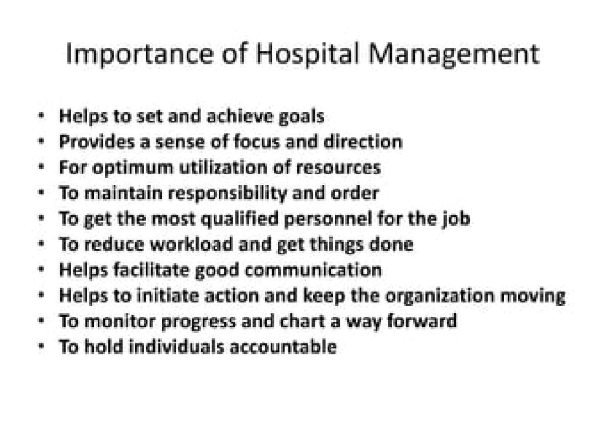 Hospital administration - masters in hospital administration - Studocu