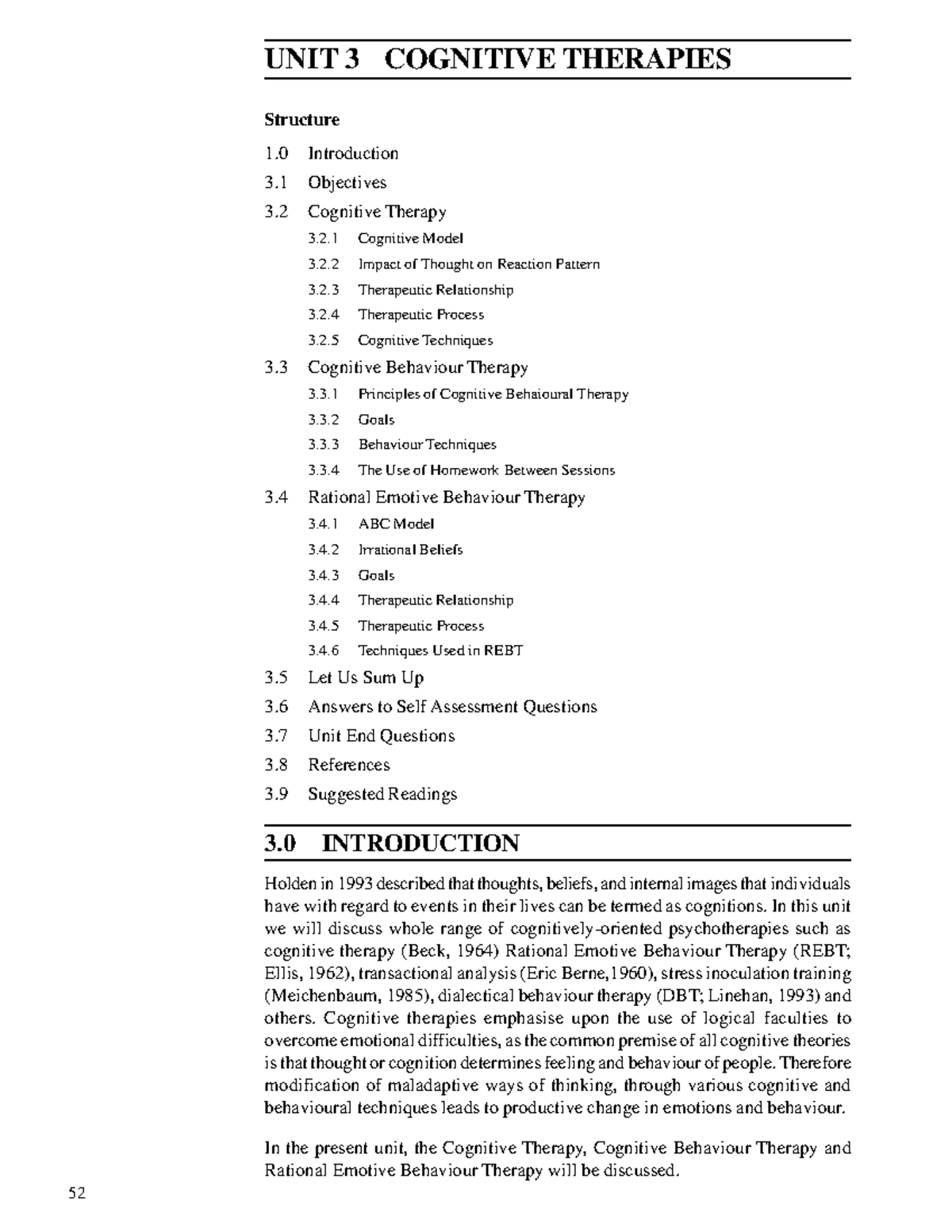 Cognitive Therapis - Psychological Therapies UNIT 3 COGNITIVE THERAPIES ...