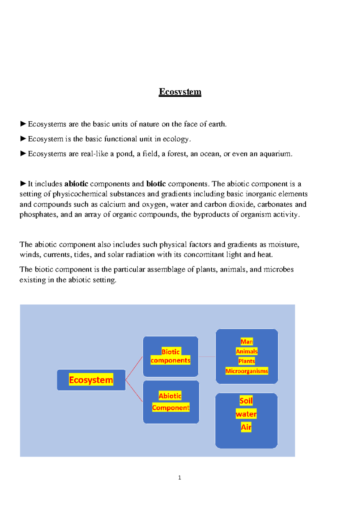 Lect 4 - lecture notes for human and environment course - Ecosystem ...