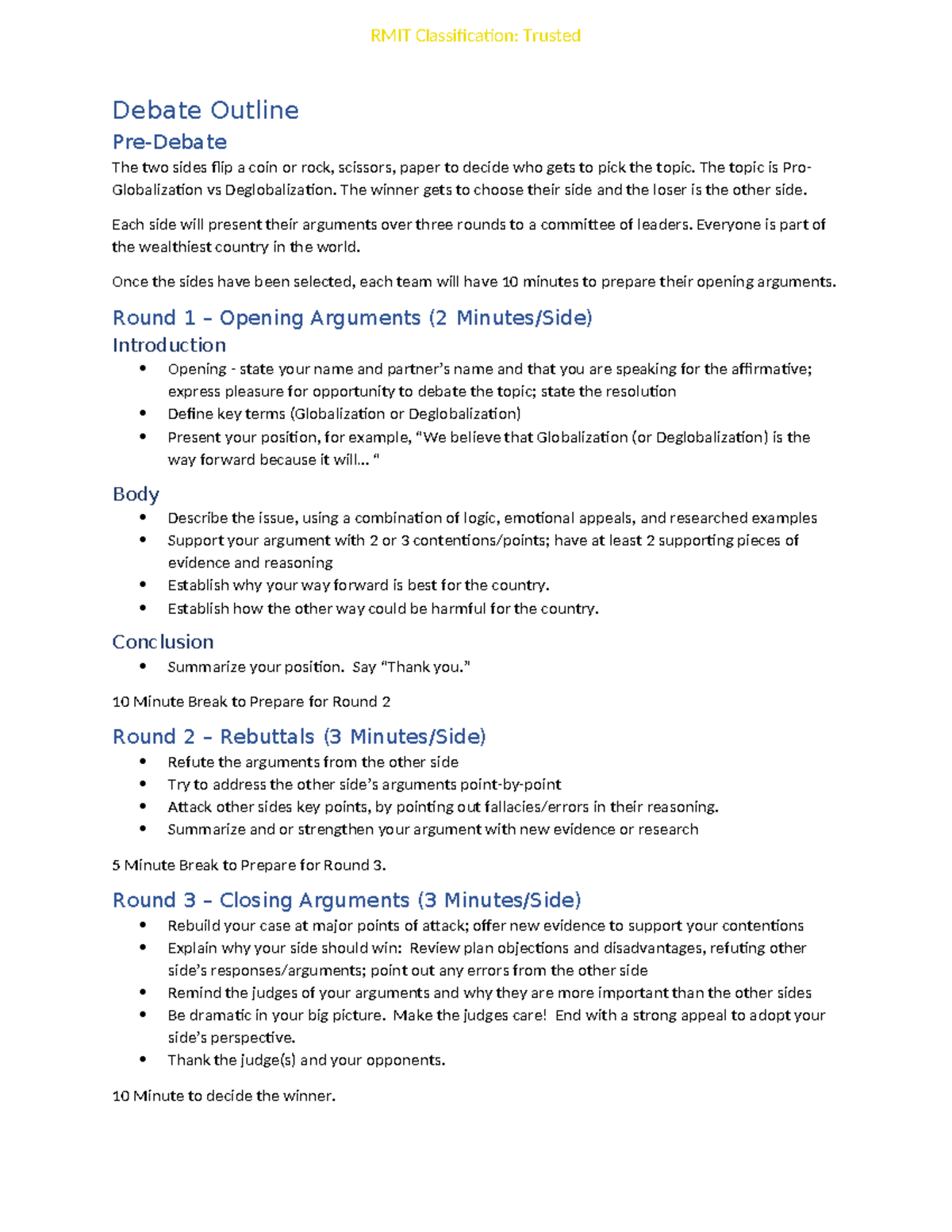 Kido Group analysis - RMIT Classification: Trusted Debate Outline Pre ...