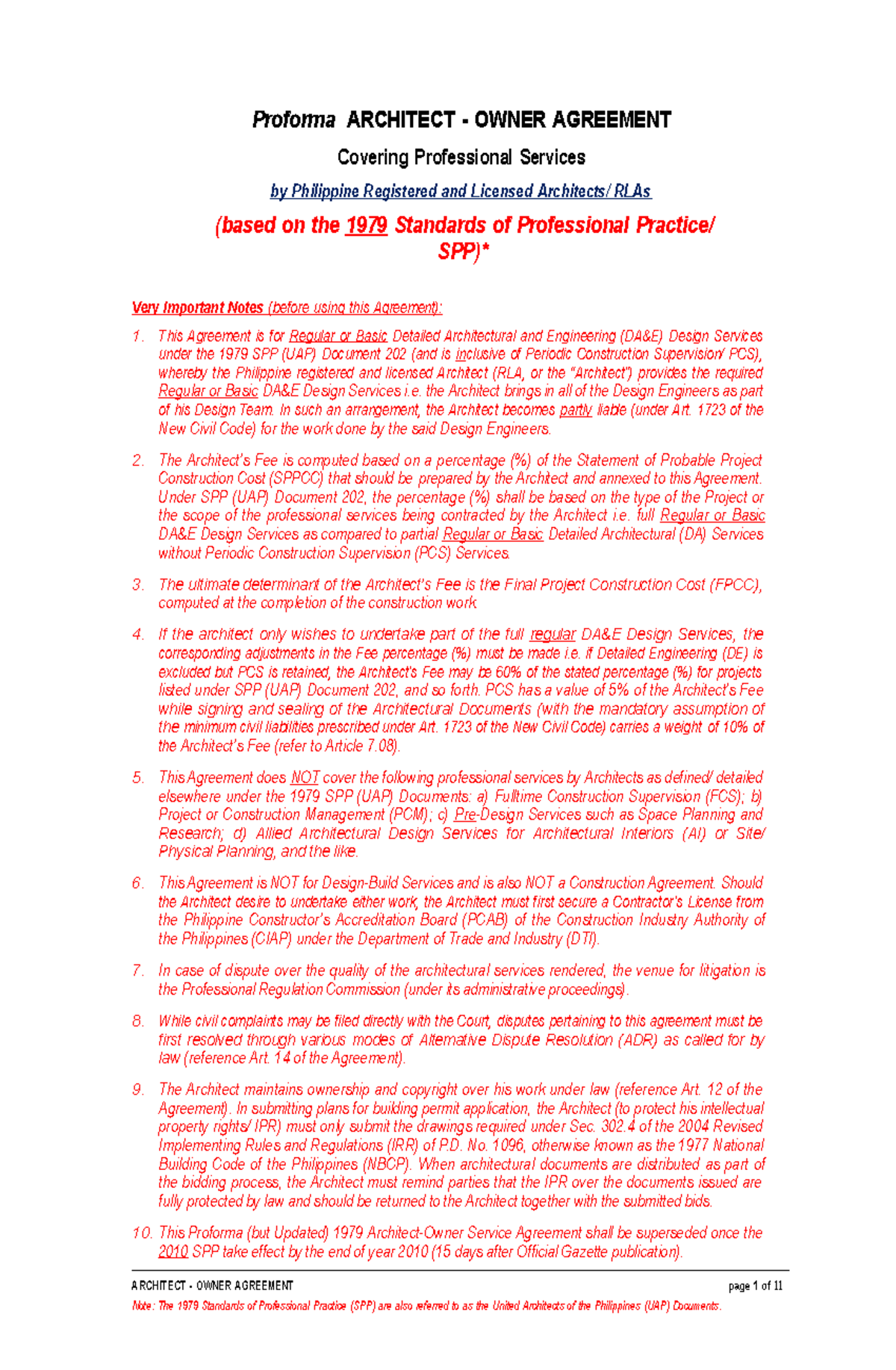 architect service agreement - Proforma ARCHITECT - OWNER AGREEMENT ...