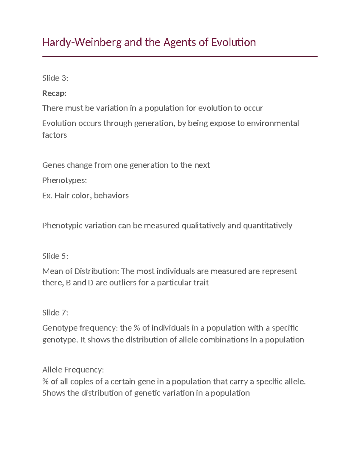 BIOA01 - 09062024 Hardy-Weinberg and the Agents of Evolution - Hardy ...