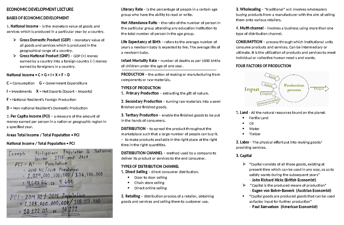 Economic Development Lecture - ECONOMIC DEVELOPMENT LECTURE BASES OF ...