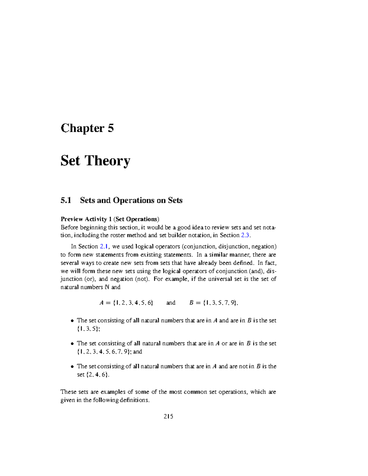 7 ch 5 set theory - ........... - Chapter 5 Set Theory 5 Sets and ...