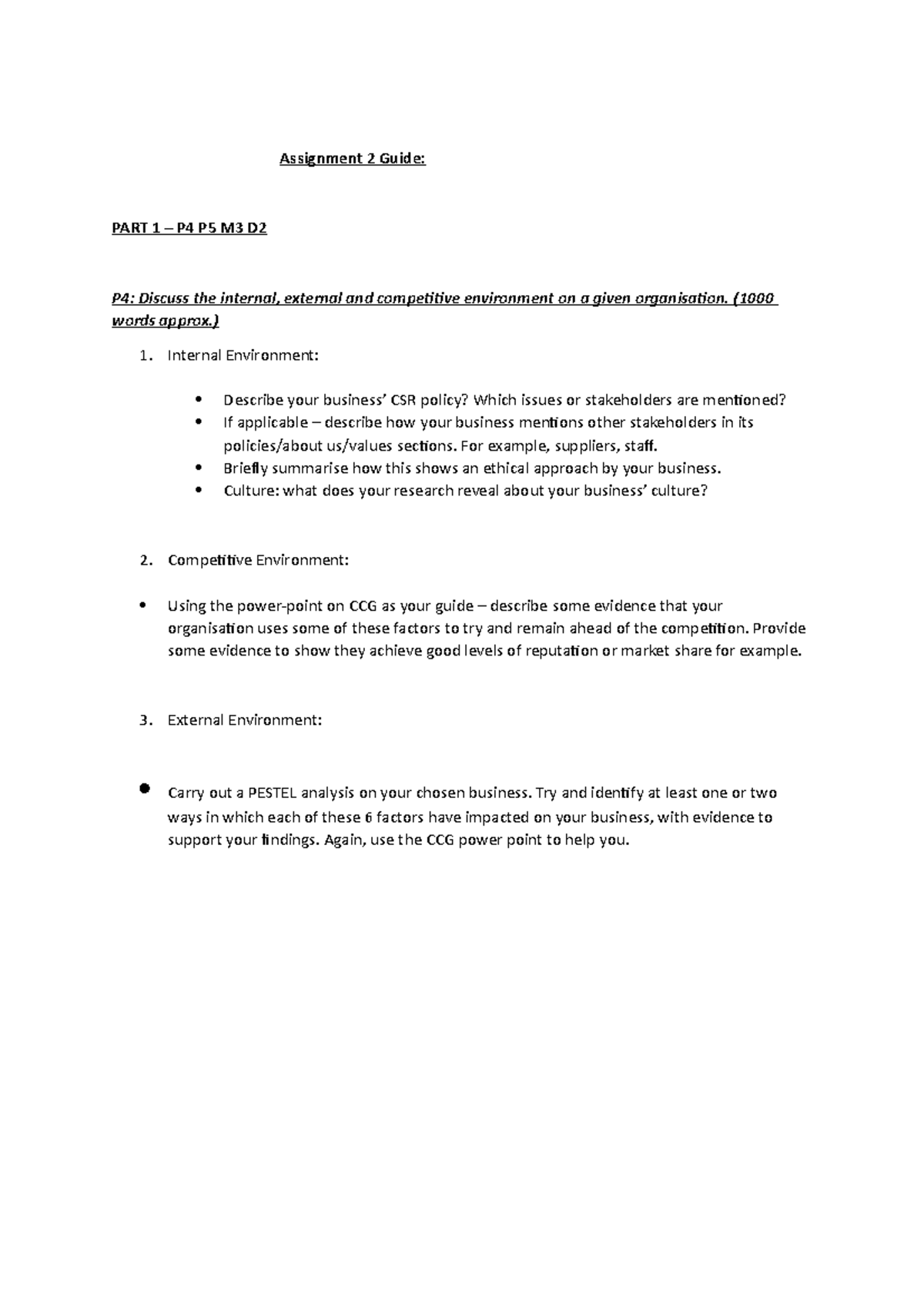 Guide Sheet Assignment 2 - Assignment 2 Guide: PART 1 – P4 P5 M3 D P4 ...