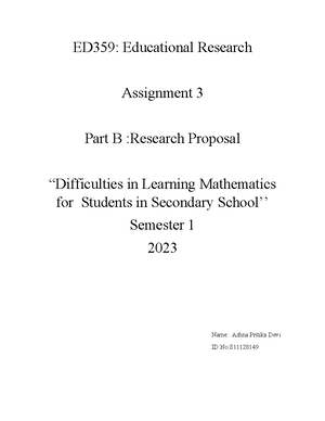 ED359 Assignment 3 Data Analysis s11128149 - ED359 Educational Research Assignment 3 Part A ...