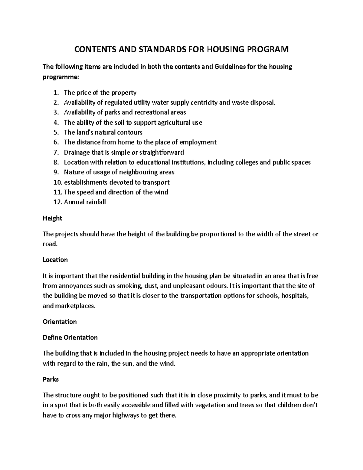 Contents and Standards for Housing Program - CONTENTS AND STANDARDS FOR ...