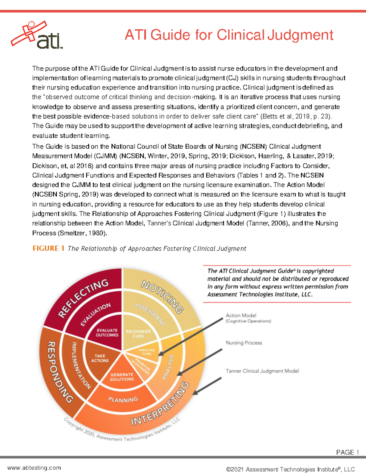 ATI Clinical Judgement Guide - PAGE 1 The purpose of the ATI Guide for ...