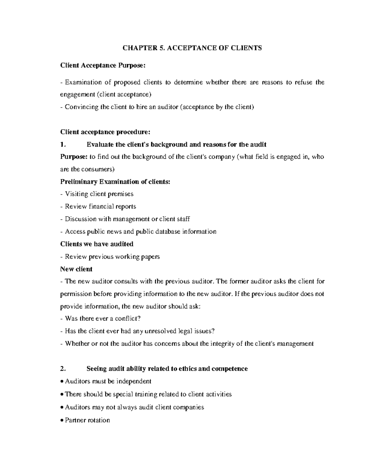 Chapter 5. Acceptance OF Clients - CHAPTER 5. ACCEPTANCE OF CLIENTS ...