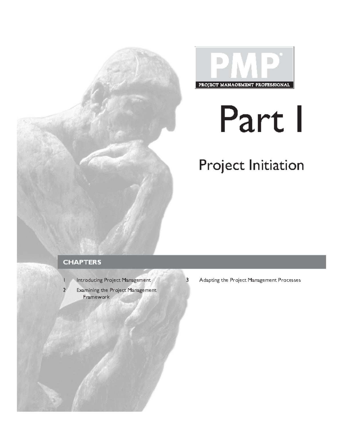 01-pmp-project initation - Part I Project Initiation CHAPTERS 1 ...