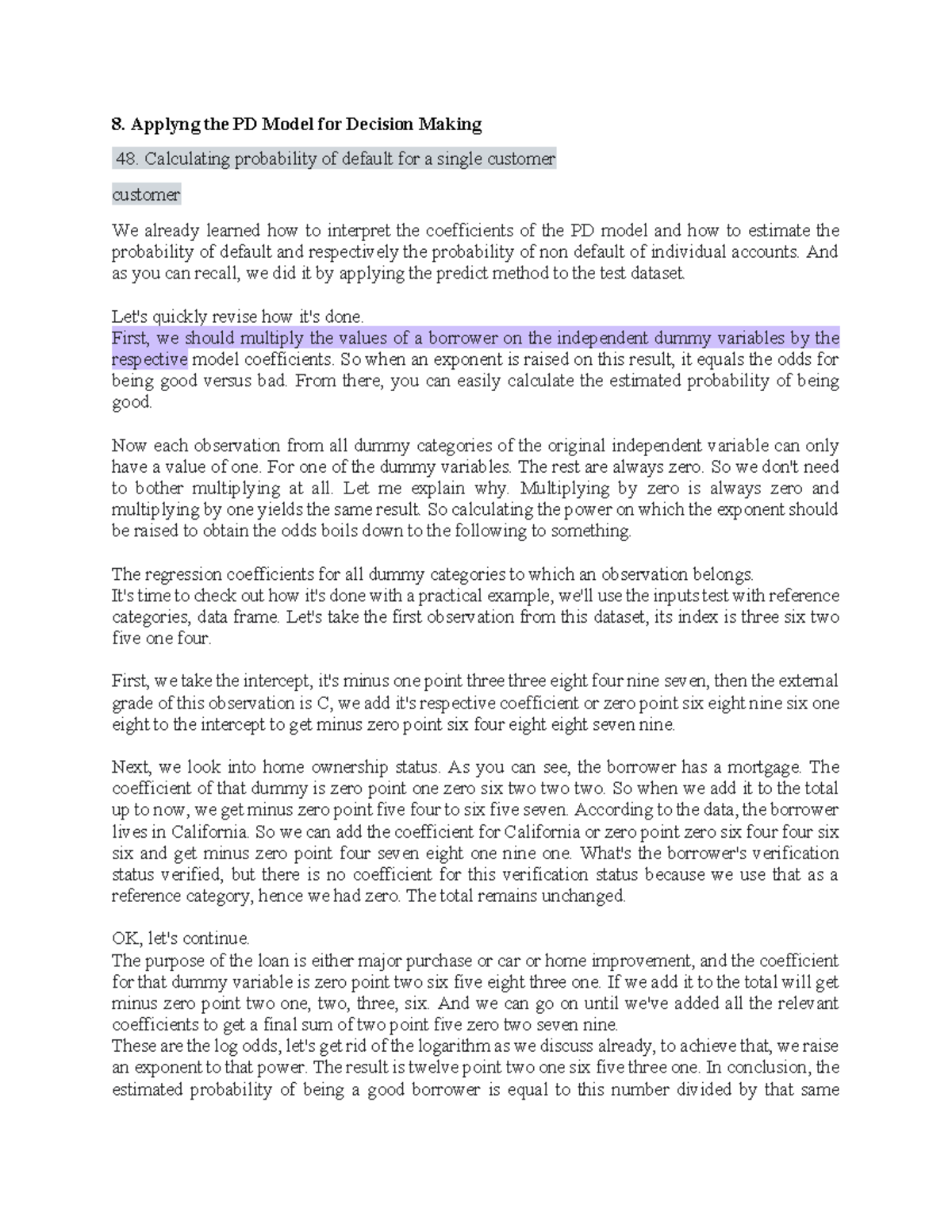 Applying The PD Model for Decision Making 1 - Applyng the PD Model for ...