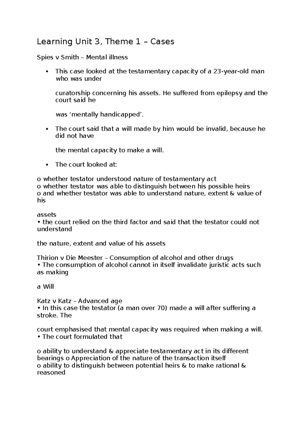 Learning Unit 3 succession unit 3 - Learning Unit 3, Theme 1 – Cases ...