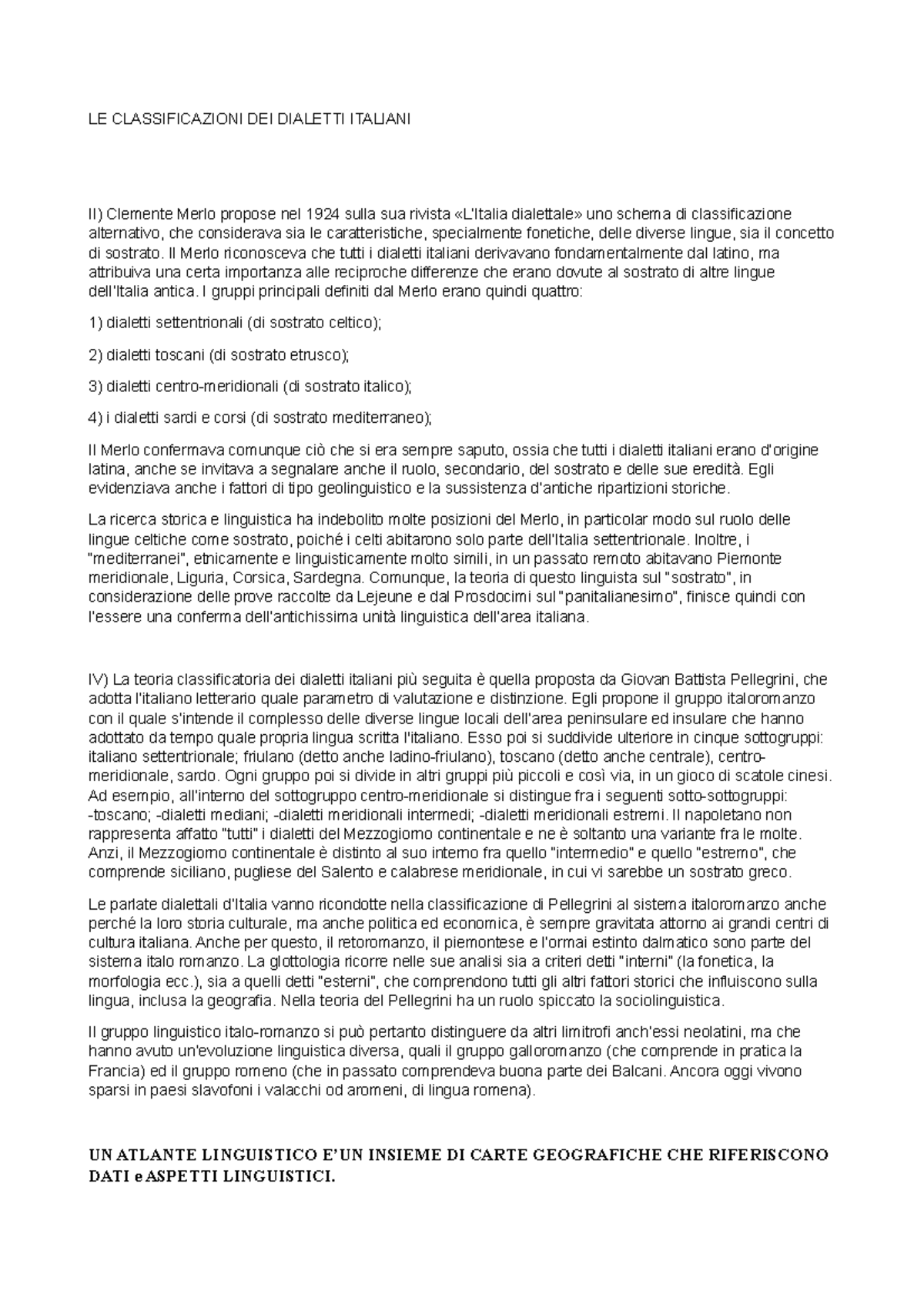 LE Classificazioni DEI Dialetti Italiani - LE CLASSIFICAZIONI DEI ...