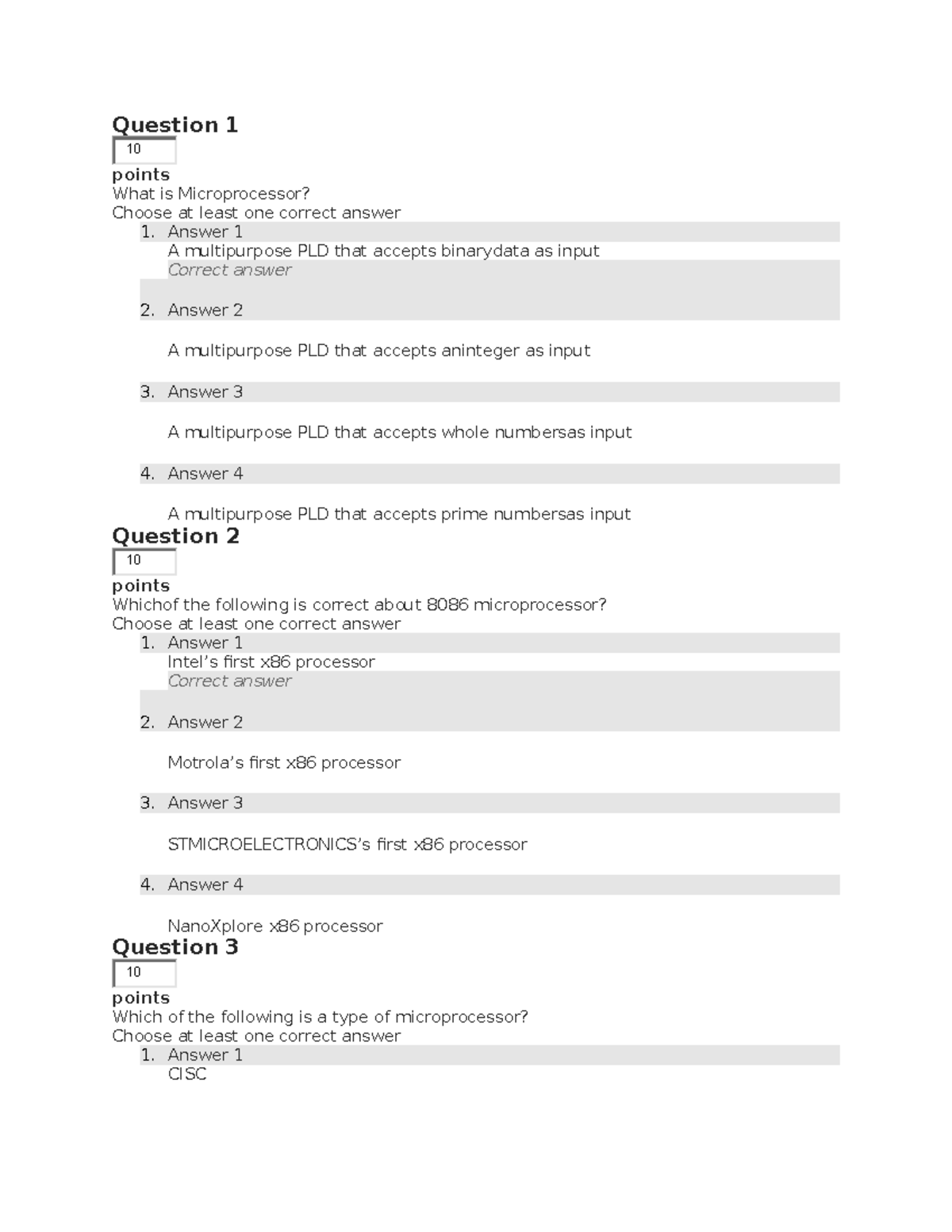 Post Test Microprocessor - Question 1 points What is Microprocessor ...